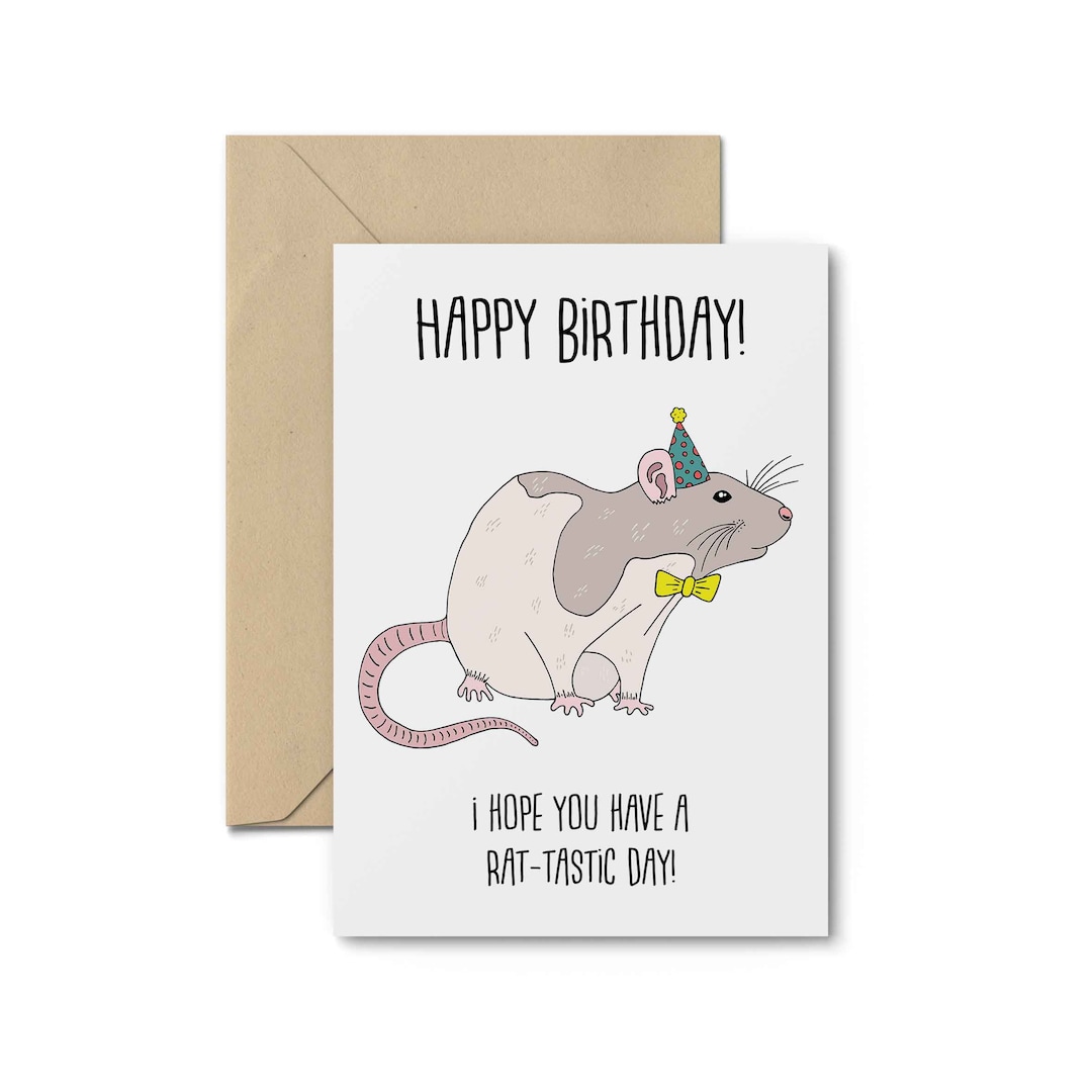 Rat Birthday Card, Happy Birthday, Greeting Card, Fancy Rat, Pet Rat ...