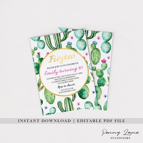 Editable Cactus Birthday Party Invitation Template Boho | Etsy