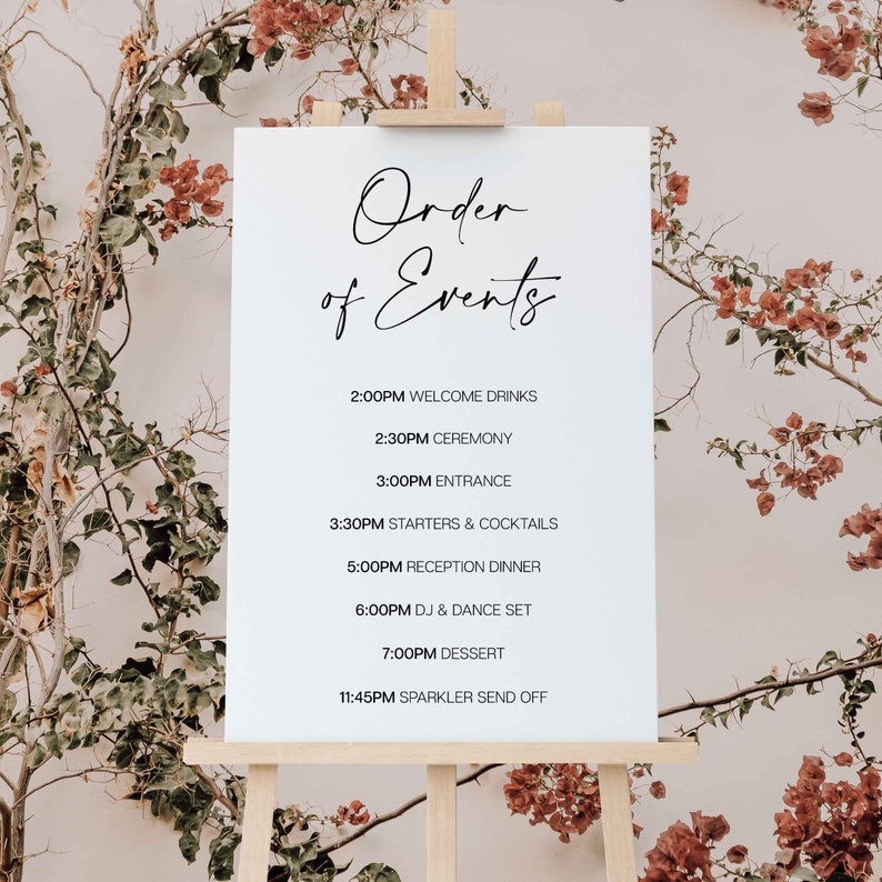 EDITABLE PDF Wedding Order of Events Poster Itinerary - Etsy