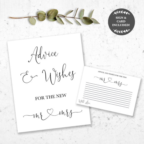 EDITABLE PDF, Wedding Advice and Wishes Card, for the Mr and Mrs ...