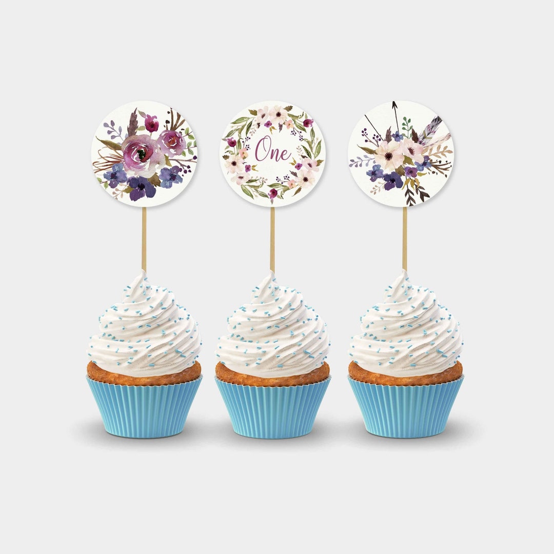 Boho Cupcake Toppers, Bohemian Cupcakes Toppers, Party Decorations ...