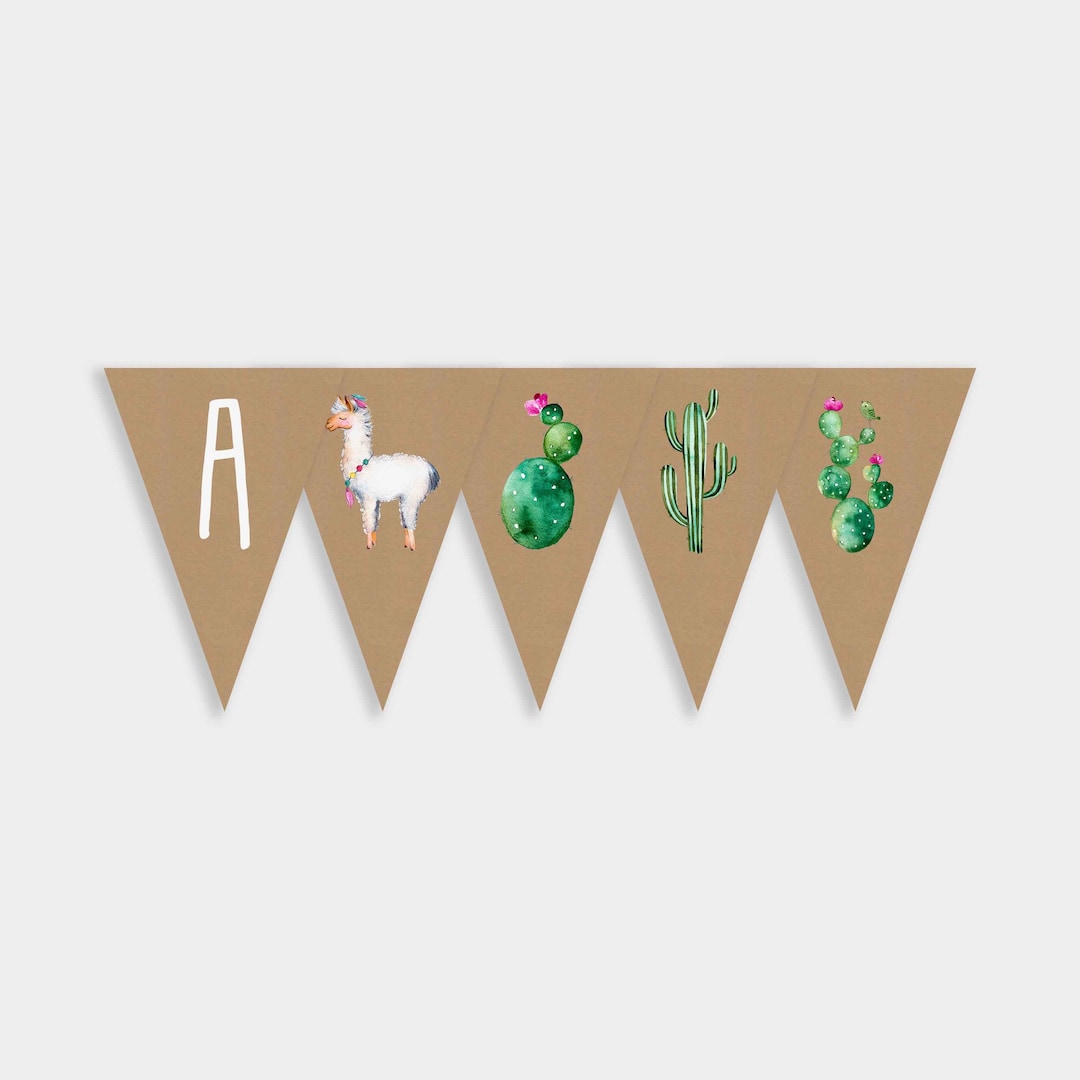 EDITABLE PDF, Llama Banner, Cactus Bunting, Fiesta Banner, Fiesta ...