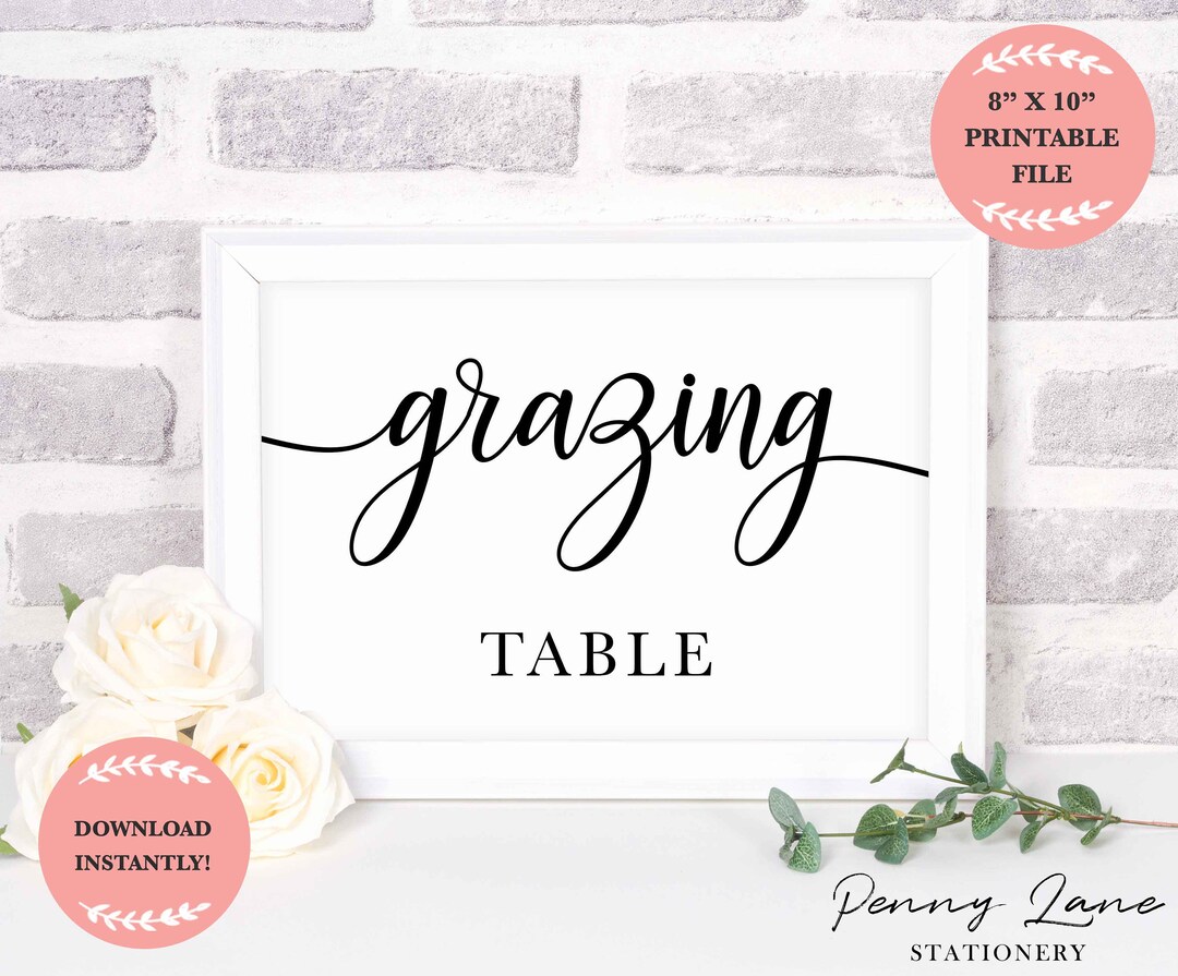 Grazing Table, Wedding Table Sign, Wedding Decorations, Wedding Decor ...