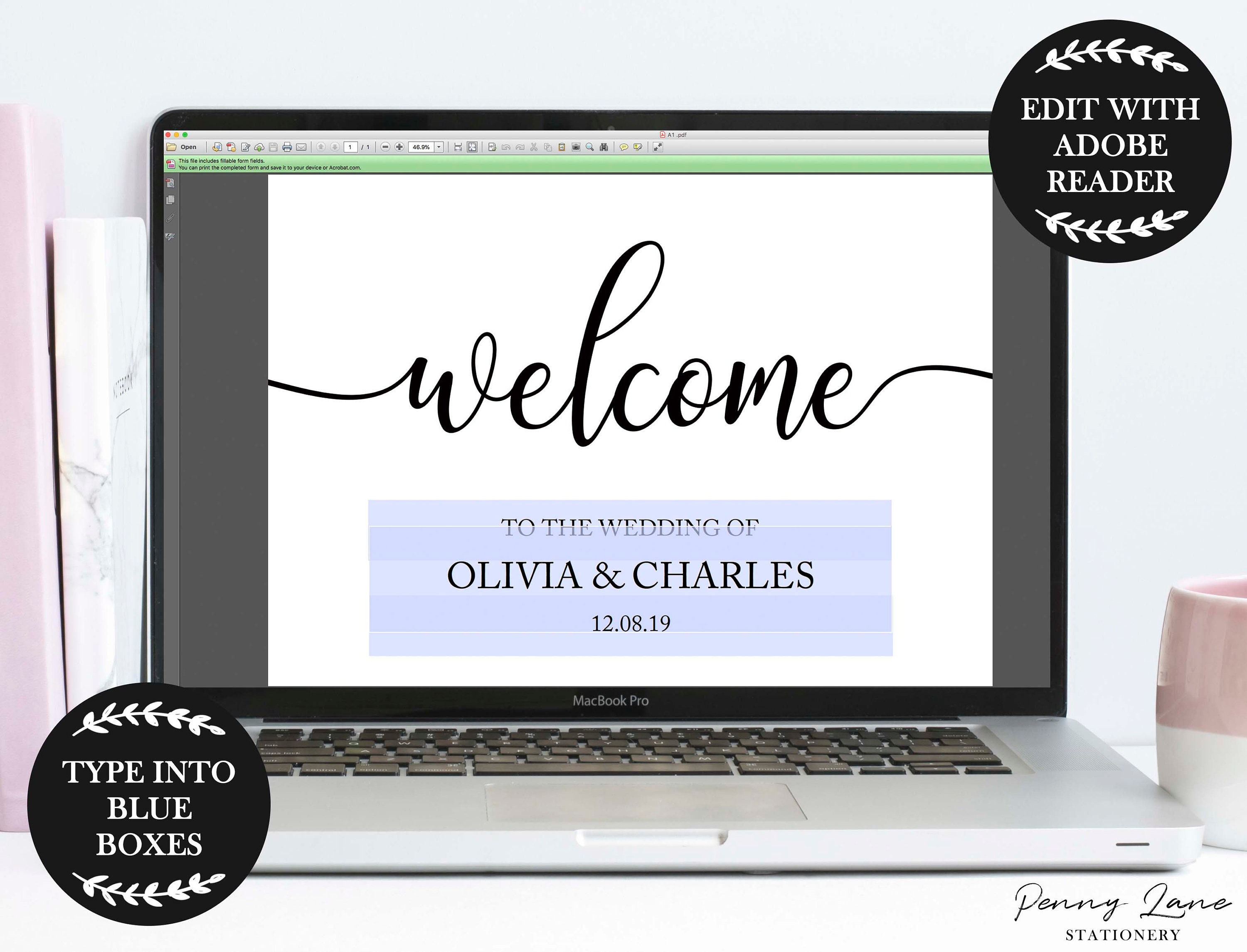 EDITABLE PDF Printable White Welcome Sign Welcome Board | Etsy