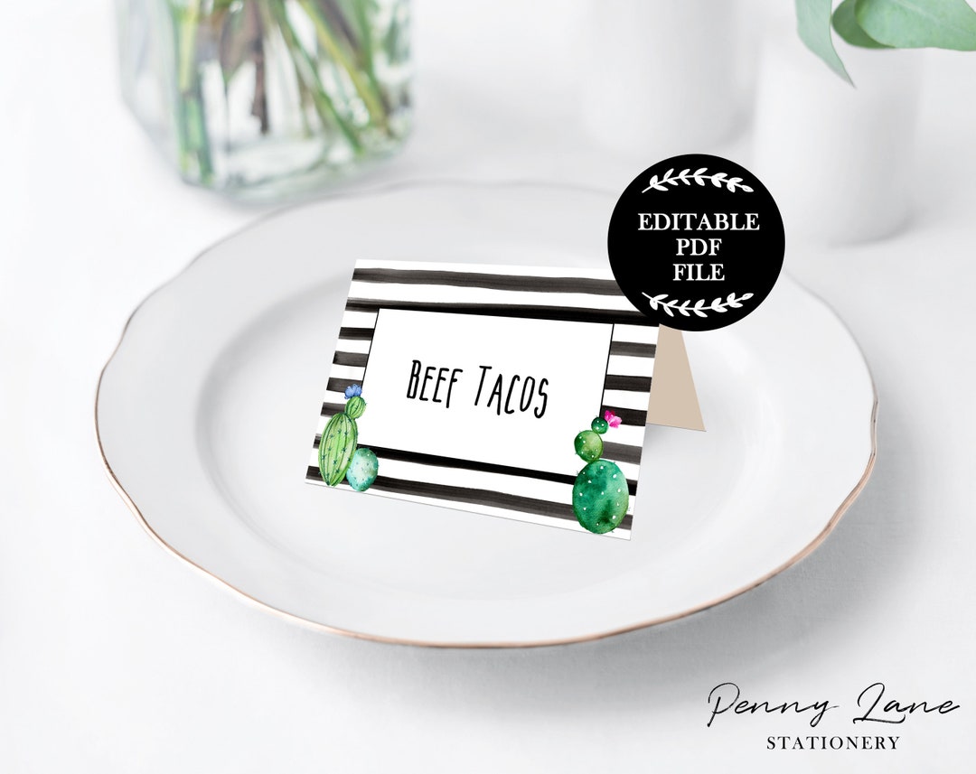 EDITABLE PDF, Cactus Food Tents, Cactus Party Decorations, Cactus ...