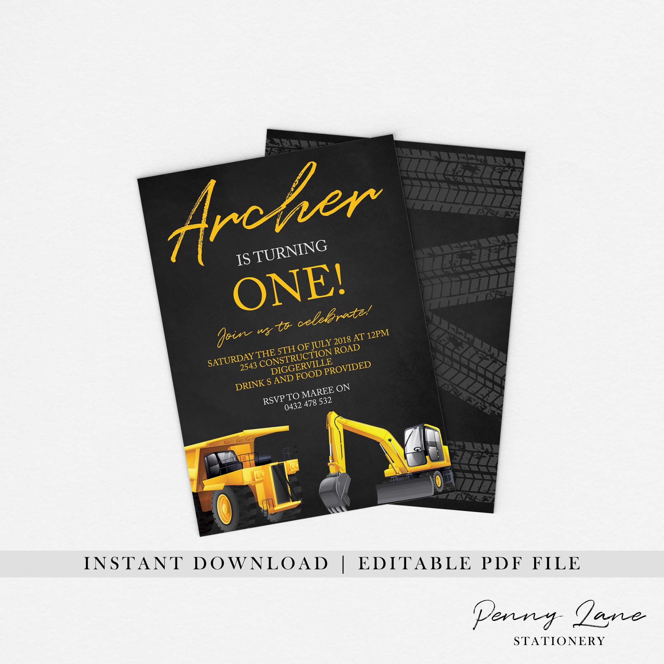 EDITABLE PDF Digger Welcome Sign Construction Party Dump | Etsy