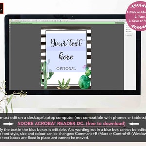 EDITABLE PDF, Cactus Table Sign, Custom Table Sign, Party Decorations ...