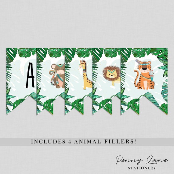 Jungle Banner, Jungle Birthday Decorations, Safari Birthday Banner ...