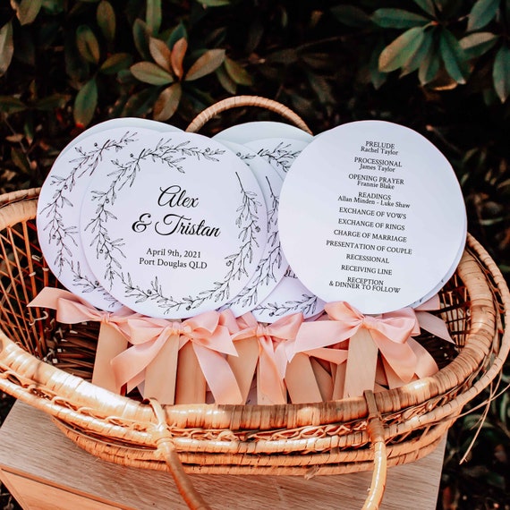 Editable PDF, Wedding Program Fan, Circle program, Round Program ...