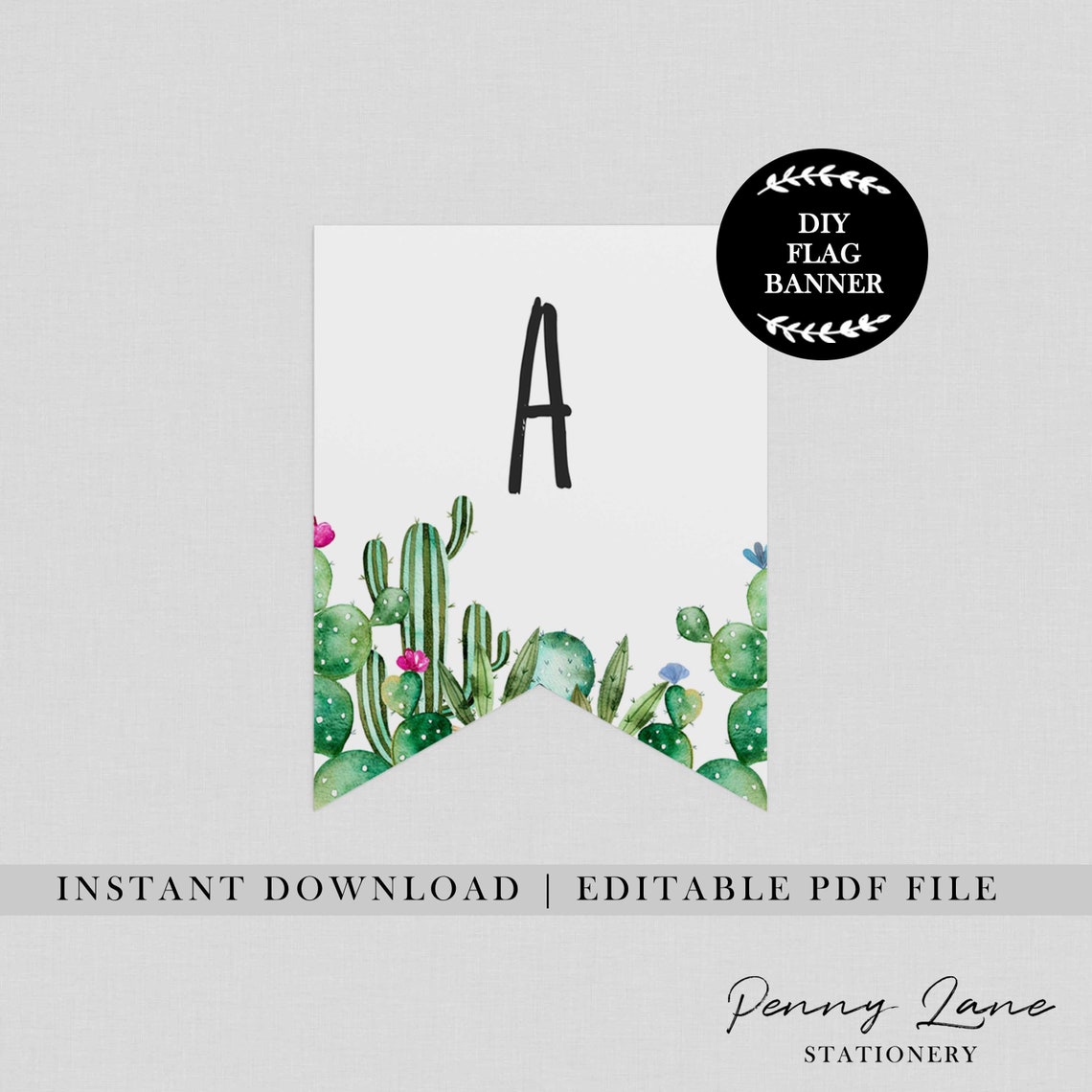 EDITABLE PDF Cactus Banner Cactus Bunting Fiesta Banner | Etsy
