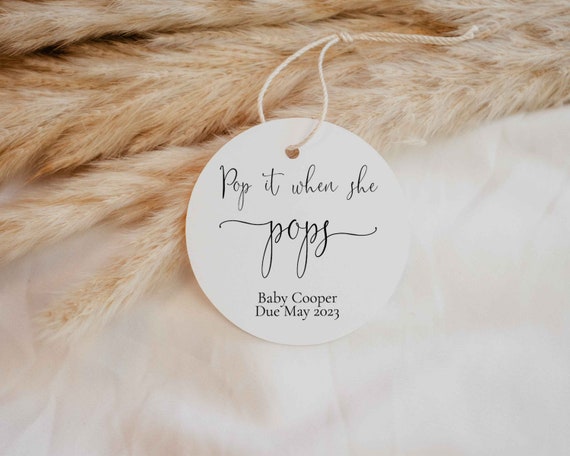 EDITABLE PDF, Baby Shower Favor Tag, Pop it when she Pops Tag, Baby ...