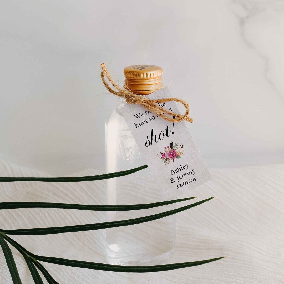 EDITABLE PDF, Bohemian We Tied the Knot so Take a Shot, Wedding Favor ...