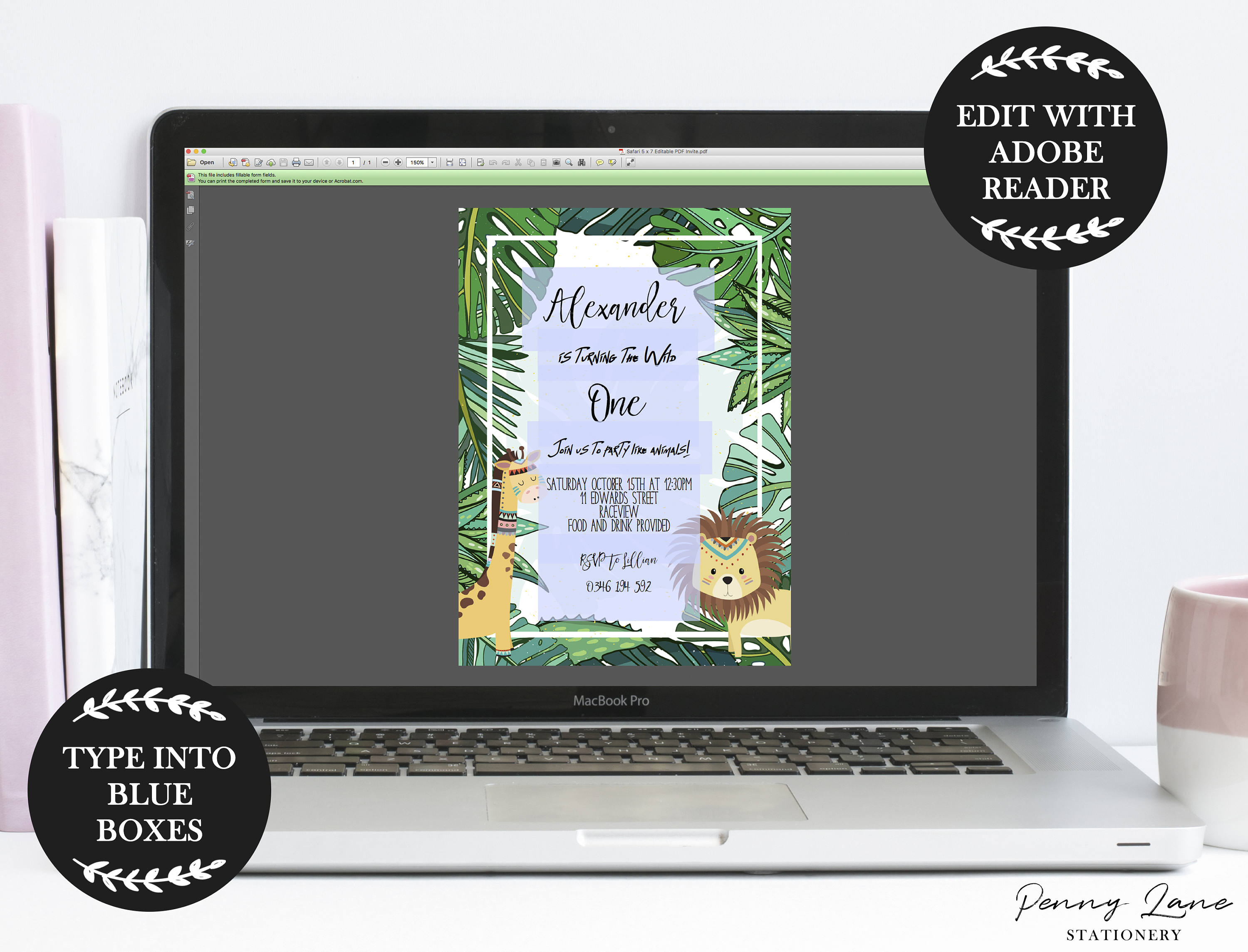 EDITABLE PDF Safari Invite Jungle Invitation Safari | Etsy