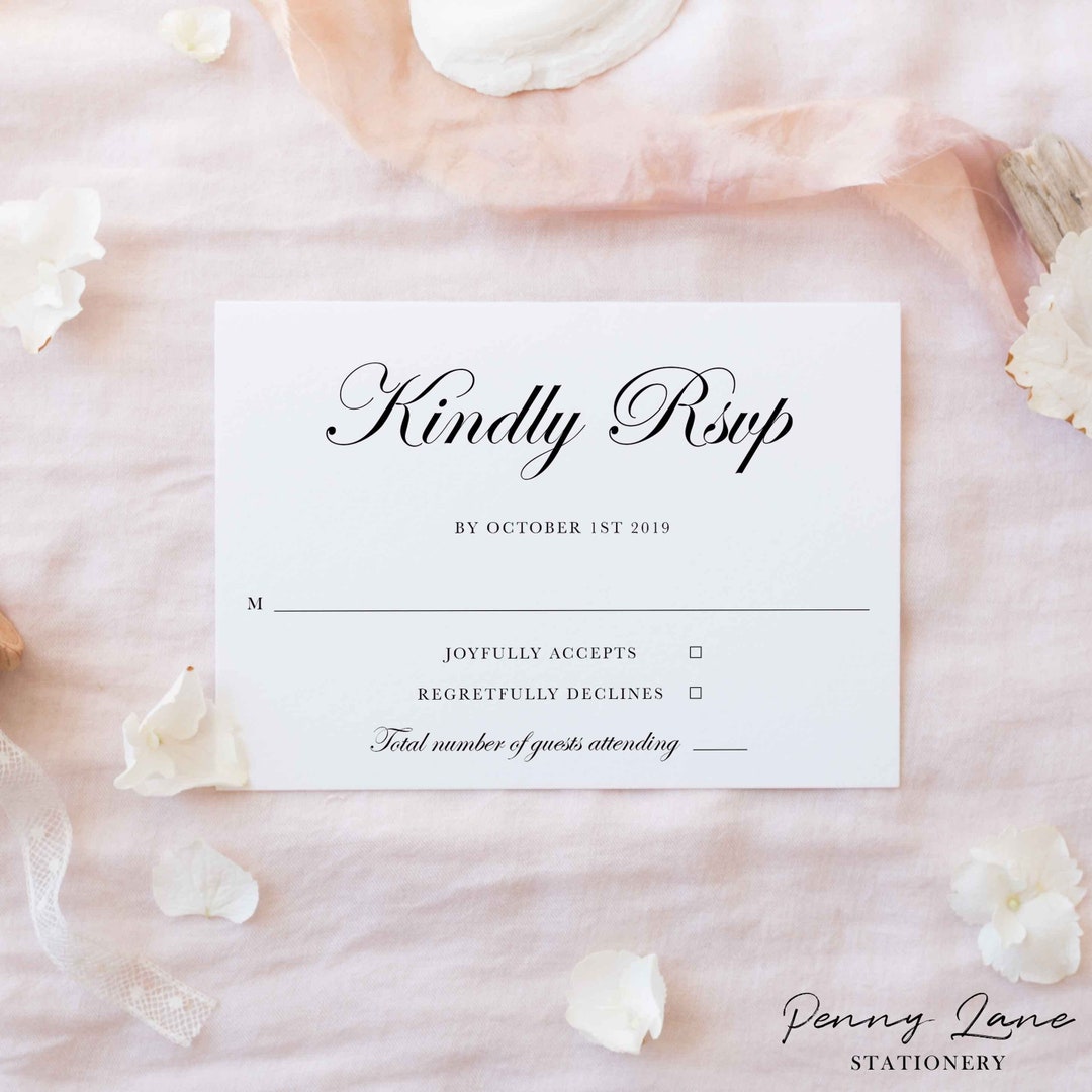 EDITABLE PDF, Wedding RSVP Card, Respond, Response, Elegant, Classic ...
