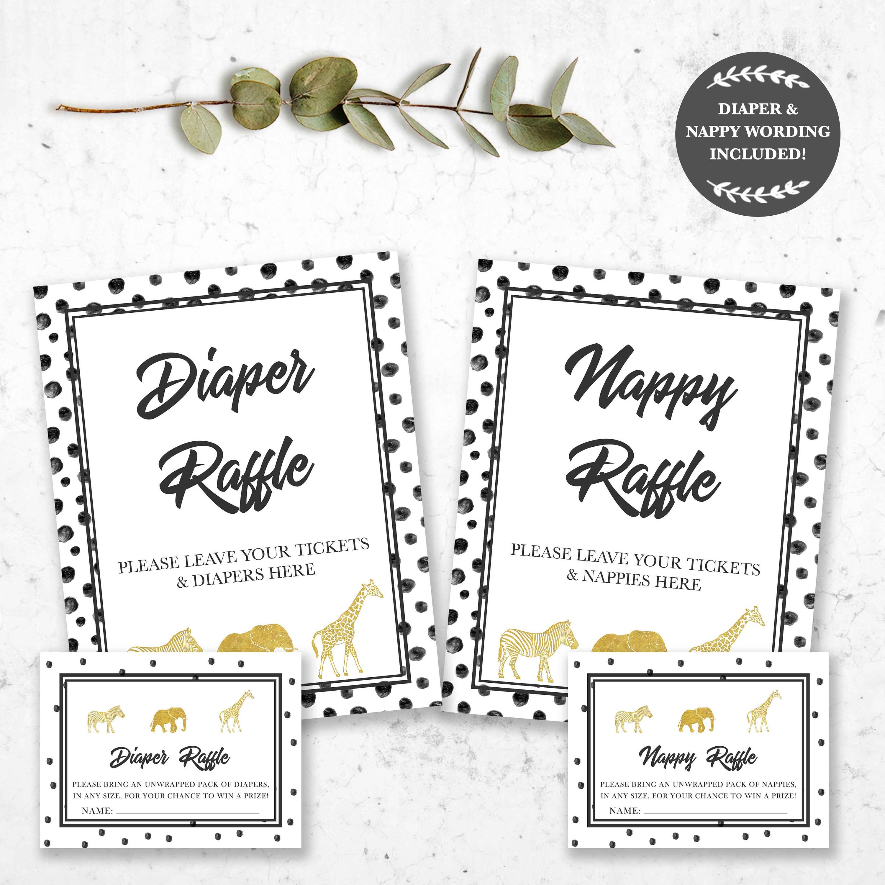 Diaper Raffle Nappy Raffle Cards Ticket Table Sign Baby | Etsy