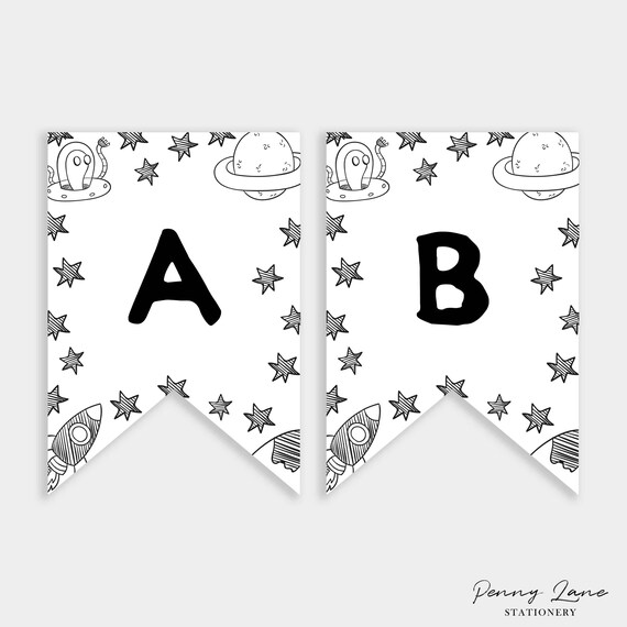 EDITABLE PDF, Outer Space Birthday Party Bunting Banner, Happy Birthday ...