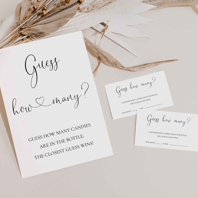 Guess How Many Sign Candy Guessing Game Ticket Baby Shower | Etsy