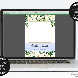 EDITABLE PDF Wedding Selfie Frame White Floral Selfie Frame | Etsy