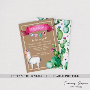 EDITABLE PDF, Llama 1st Birthday Milestone Board, Cactus Milestone ...
