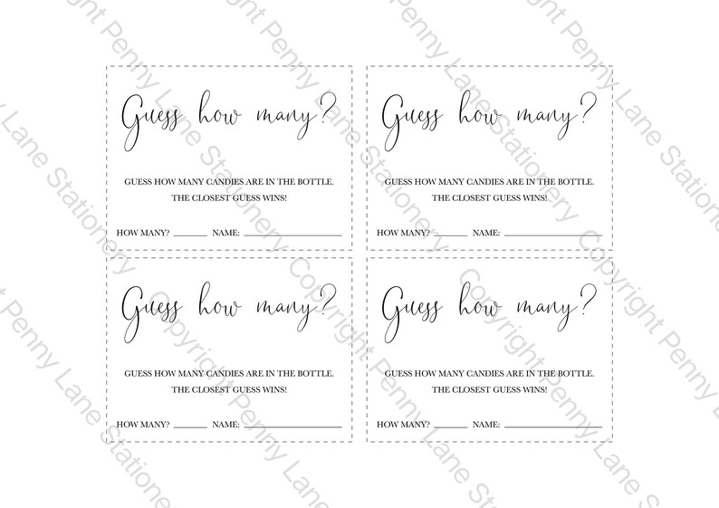 Guess How Many Sign Candy Guessing Game Ticket Baby Shower | Etsy