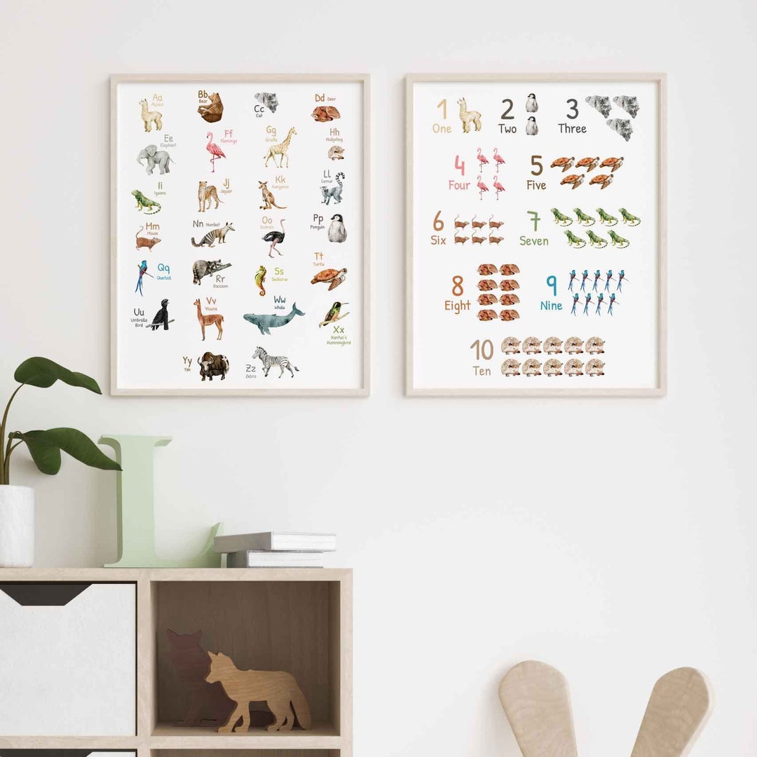 Printable ABC and Numbers Poster, Alphabet Print, Counting, Educational ...