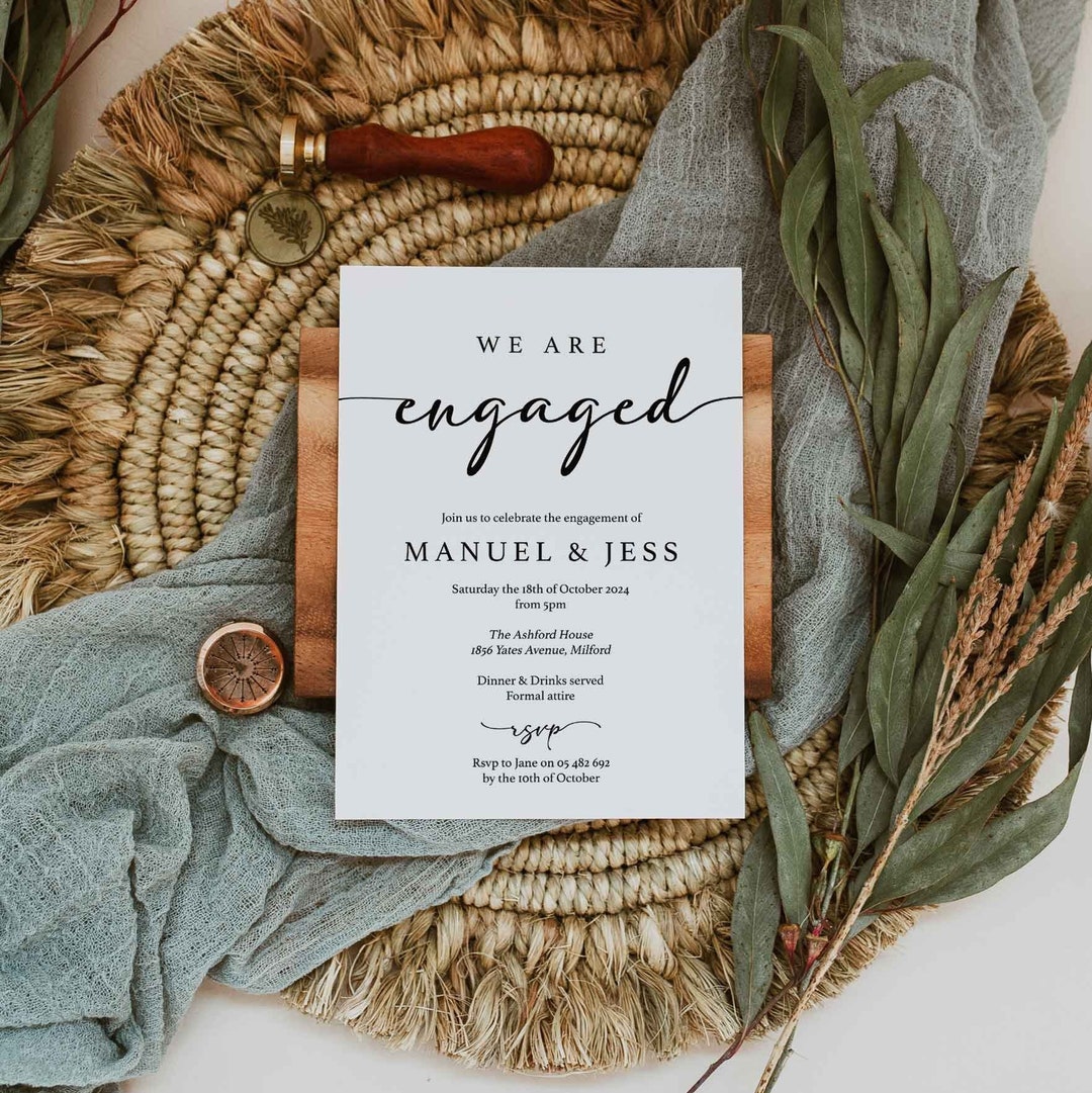 EDITABLE PDF, Engagement Party Invitation, Engagement Invite ...