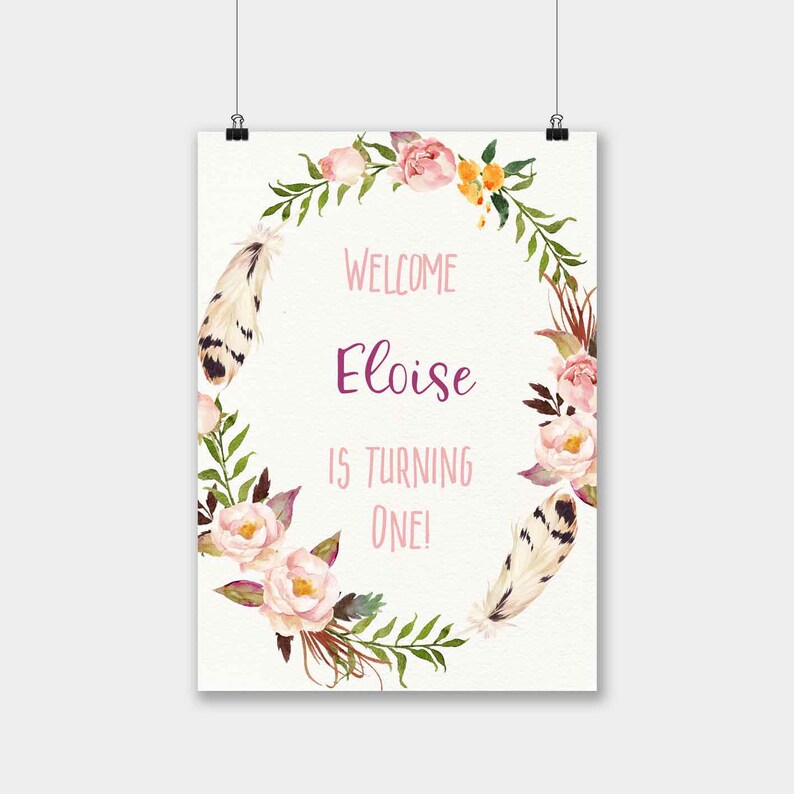EDITABLE PDF Floral Banner Boho Bunting Bohemian Banner - Etsy