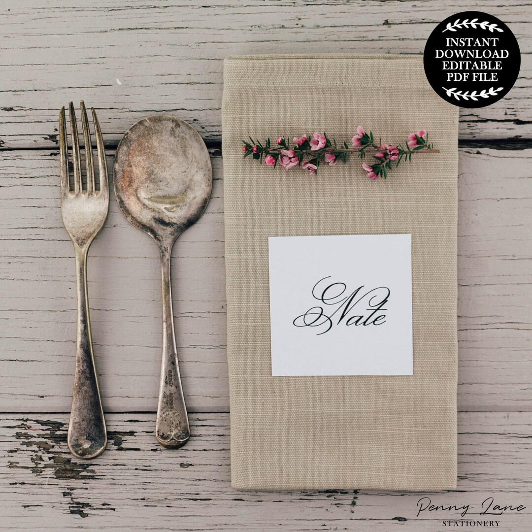 EDITABLE PDF, Wedding Name Place Cards, Wedding Guest Name Tags, Guest ...