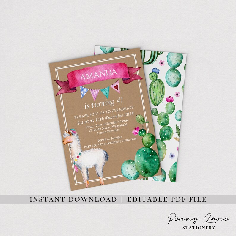 Llama Drinks Labels Llama Party Cactus Drinks Labels Cactus | Etsy