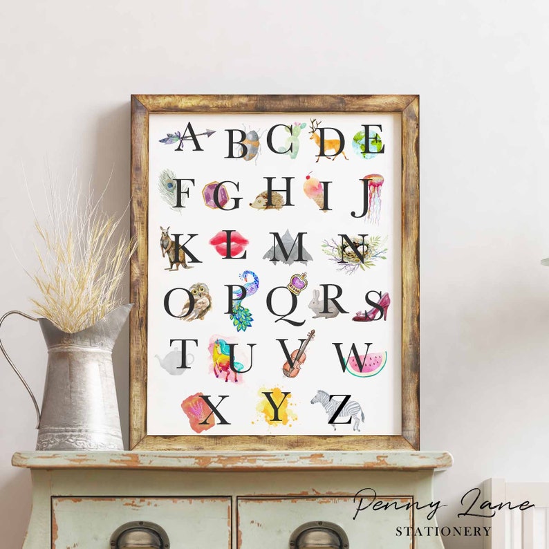 Watercolour Alphabet Poster ABC Poster ABC Print Alphabet | Etsy