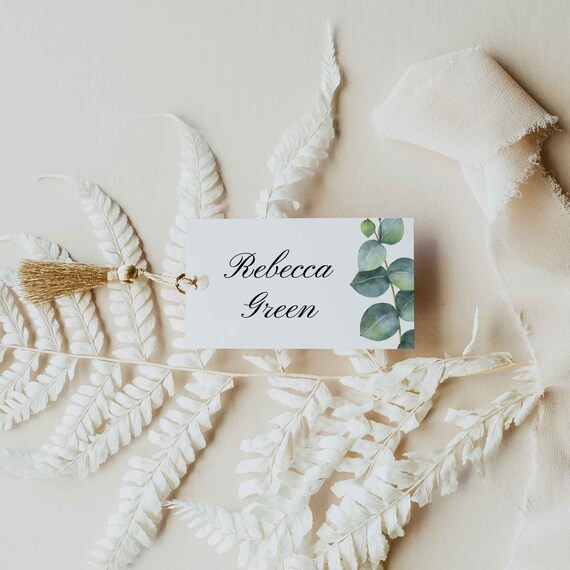 EDITABLE PDF, Wedding Guest Name Tags, Guest Escort Cards, Eucalyptus ...