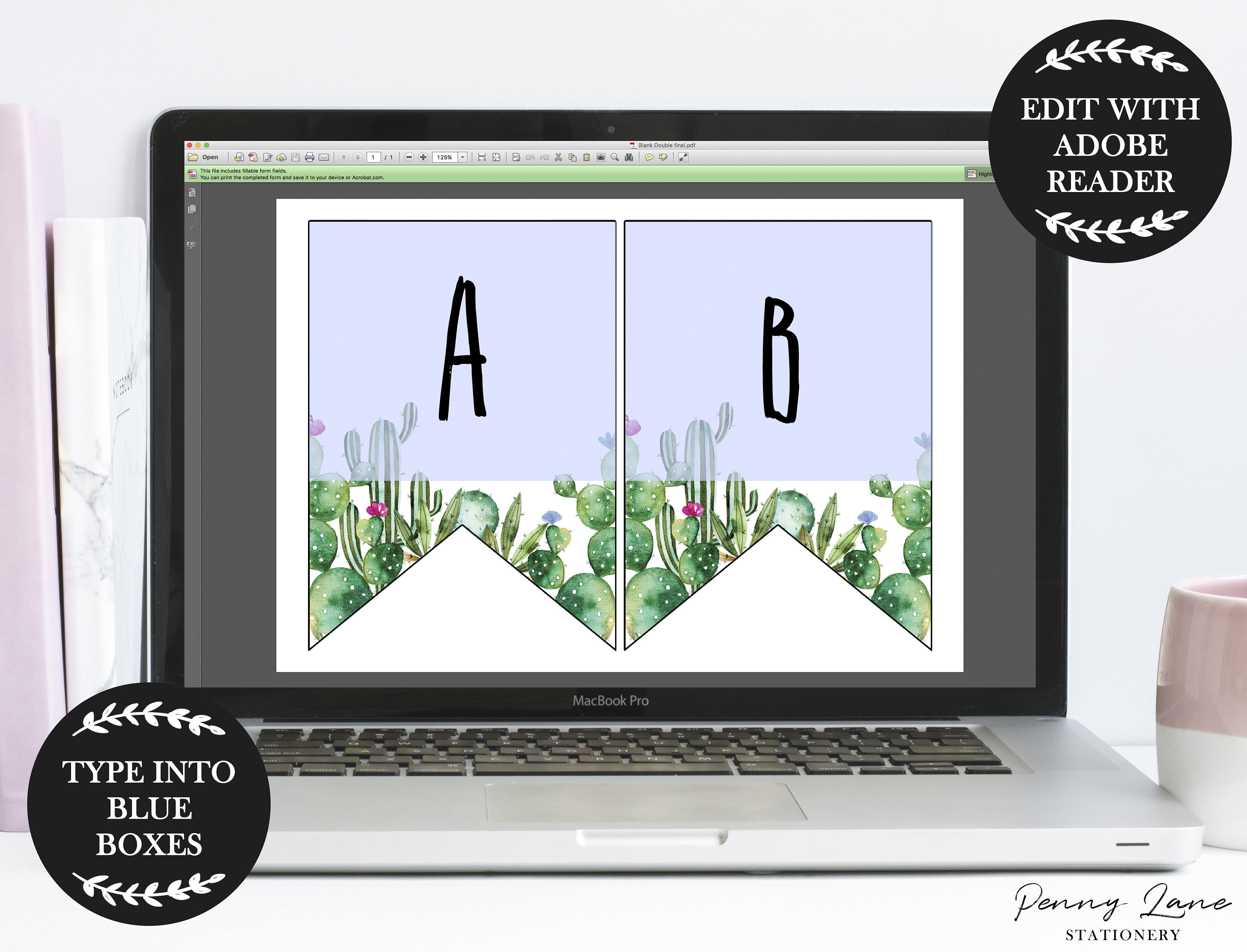 EDITABLE PDF Cactus Banner Cactus Bunting Fiesta Banner | Etsy