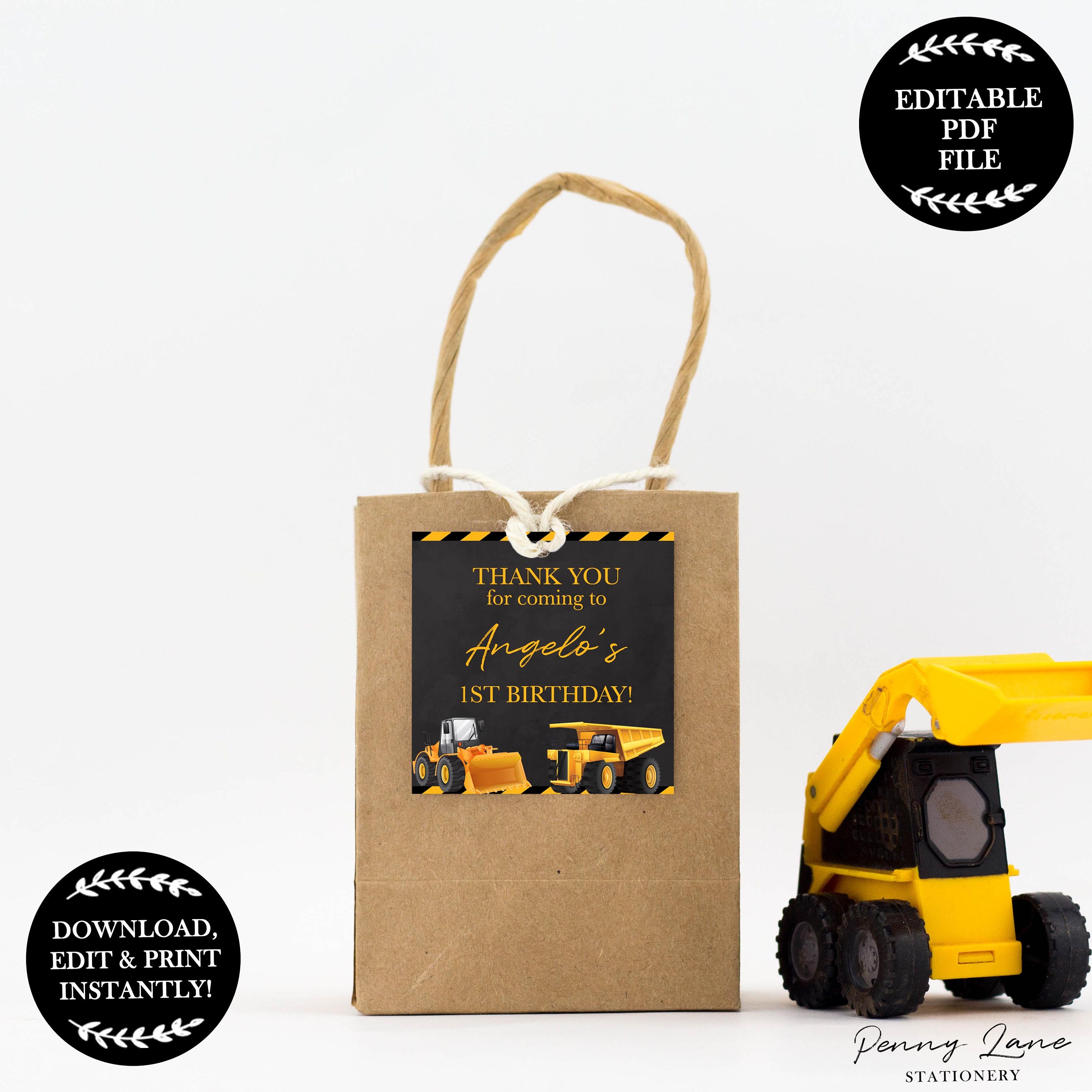 EDITABLE PDF Digger Welcome Sign Construction Party Dump | Etsy