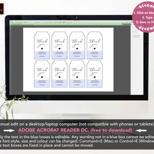 EDITABLE PDF, Wedding Favor Tags, Thank You Swing Tag, Editable, Simple ...