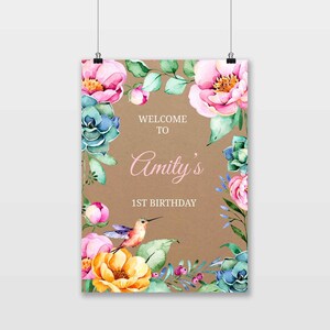 EDITABLE PDF, Hummingbird Flag Banner, Bunting Banner, Girls 1st ...