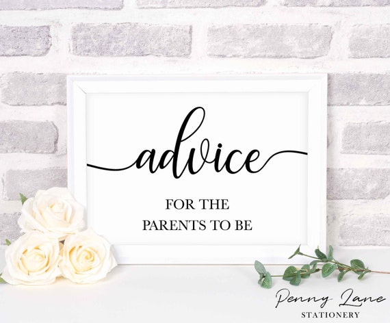 Advice for the Parents to Be Sign Minimalist Simple | Etsy