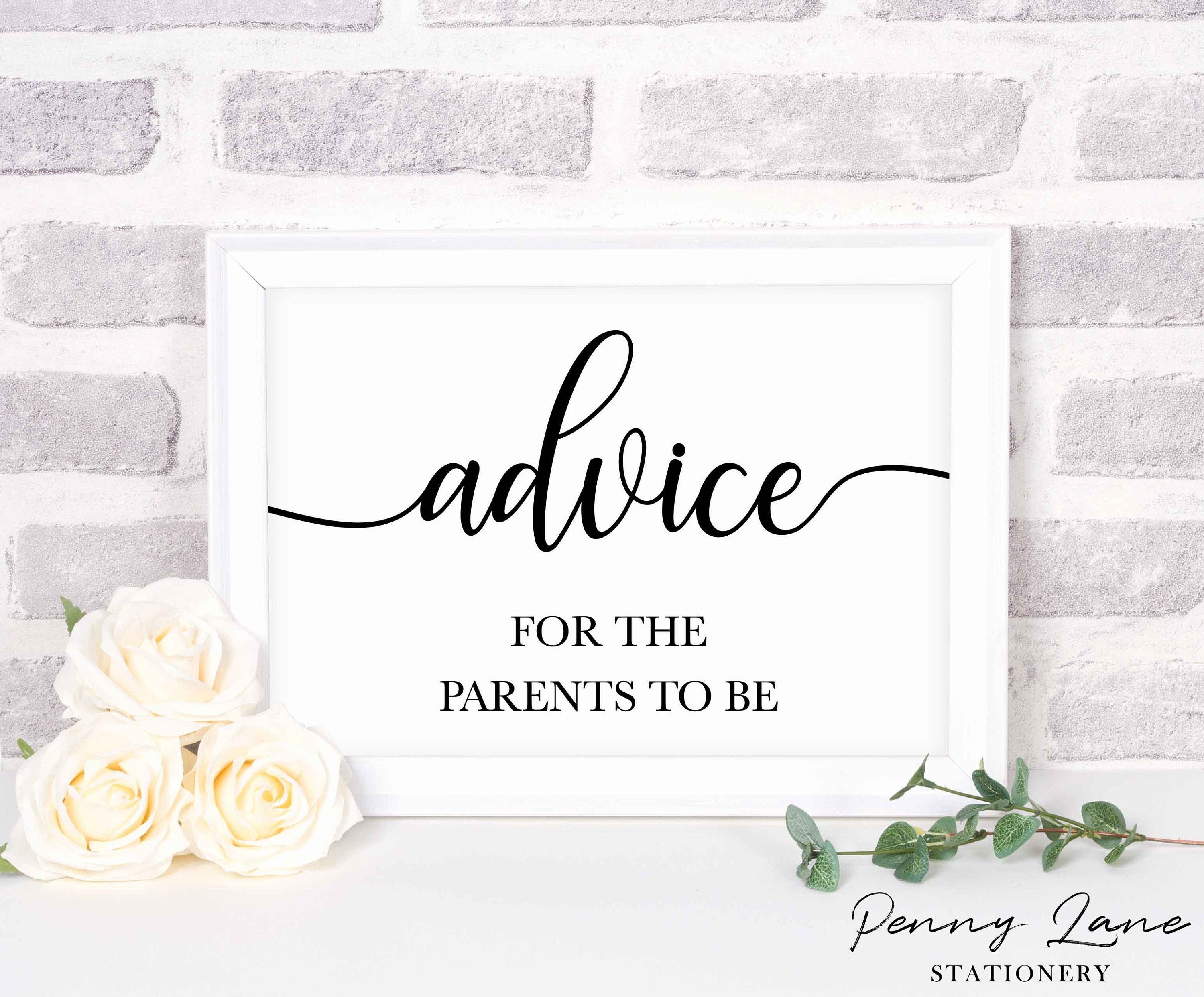 Advice for the Parents to be Sign Minimalist Simple | Etsy