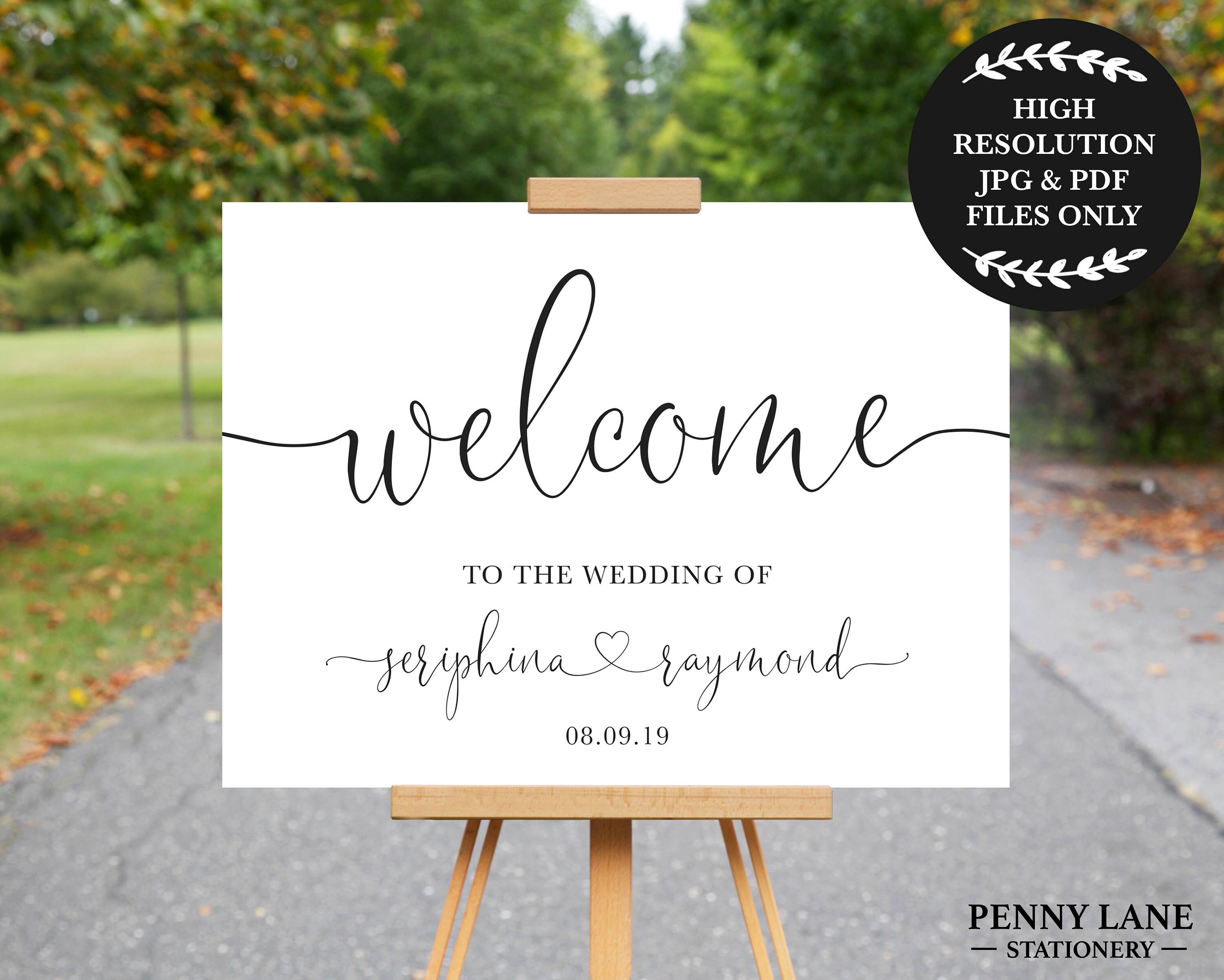 Heart Swashes Wedding Welcome Sign Welcome Poster Wedding | Etsy