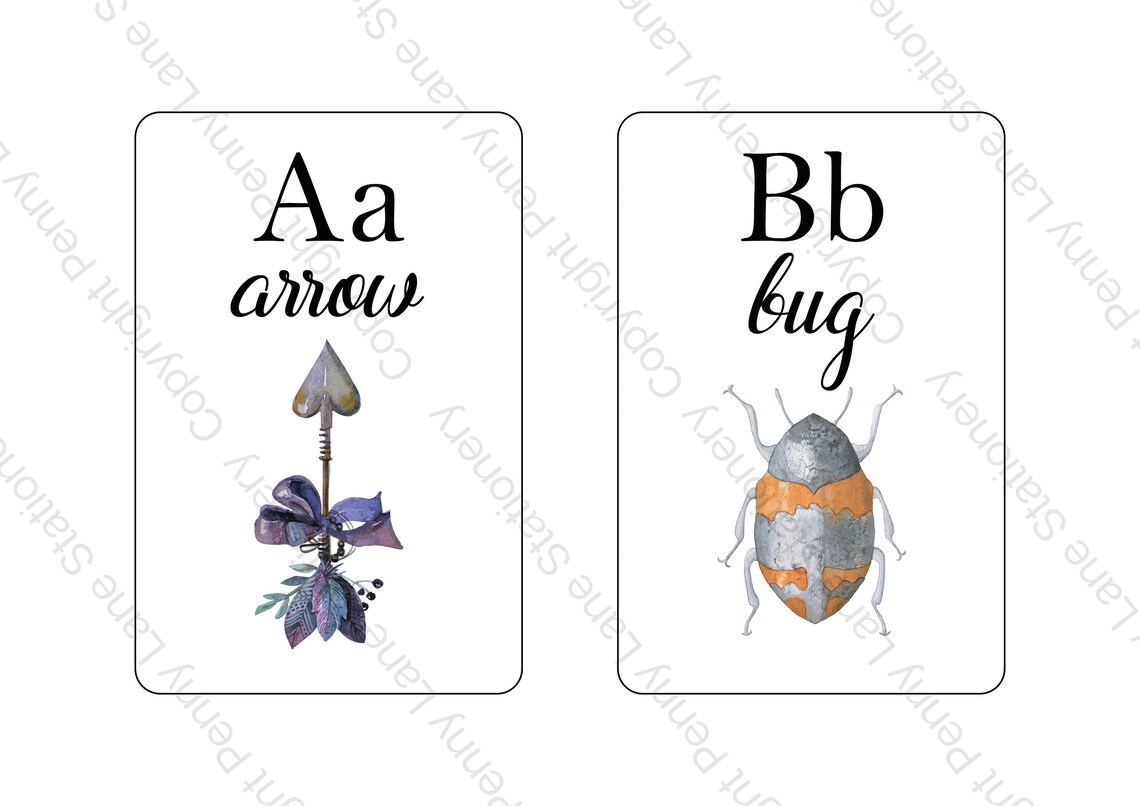 Printable ABC Cards Watercolour Alphabet Cards Alphabet - Etsy