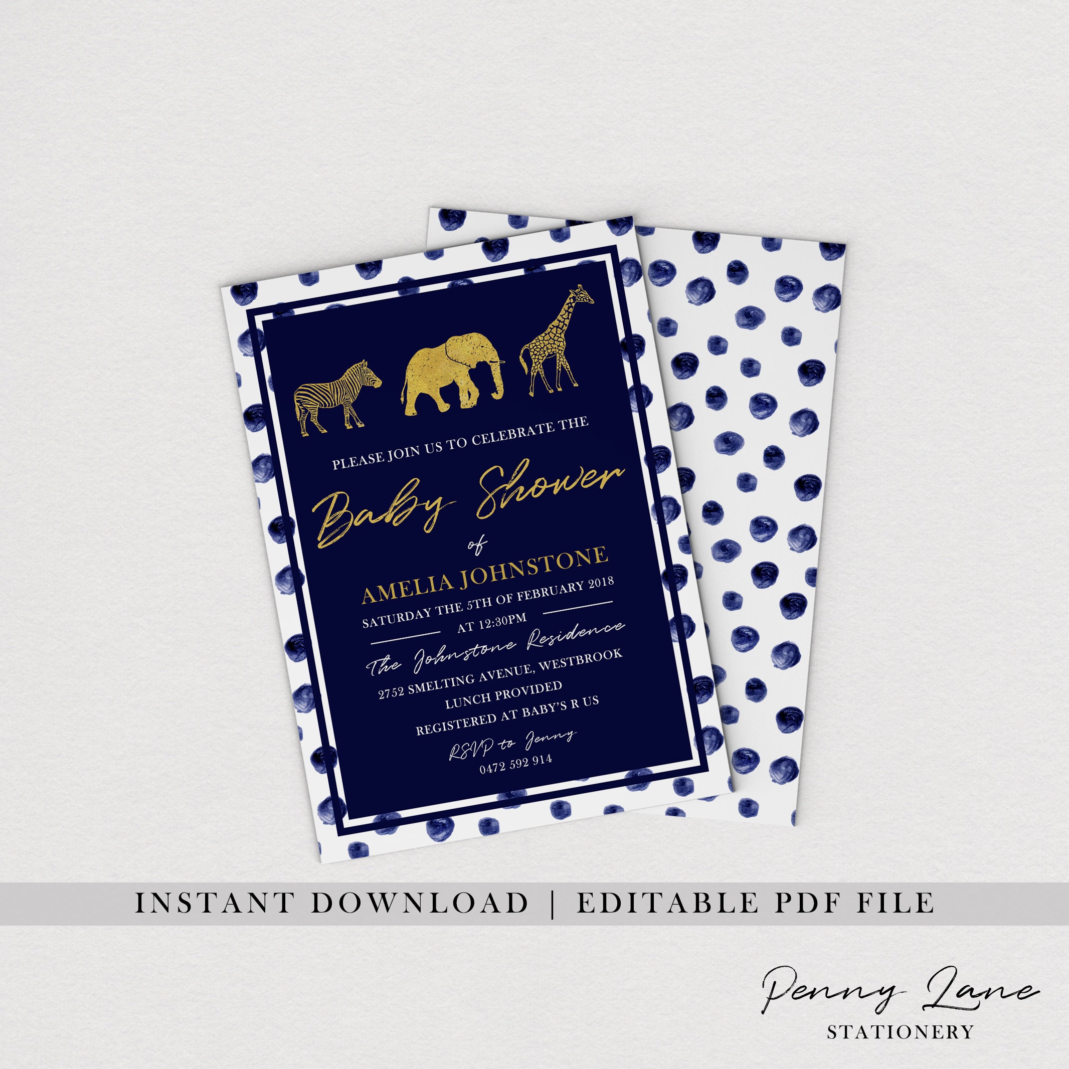 EDITABLE PDF Safari Animals Welcome Sign Baby Shower Poster | Etsy