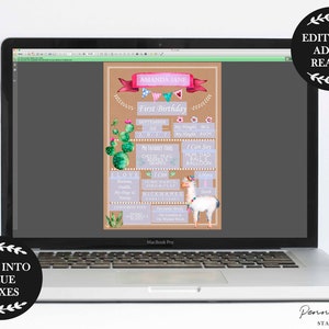 EDITABLE PDF, Llama 1st Birthday Milestone Board, Cactus Milestone ...