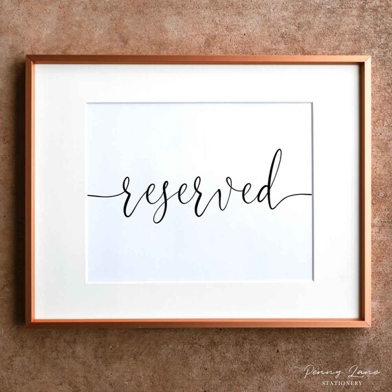 Wedding Reserved Sign, Table Sign, Chair Sign, Chair Hanger, Minimalist ...