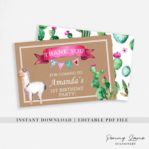 EDITABLE PDF Llama Banner Cactus Bunting Fiesta Banner | Etsy