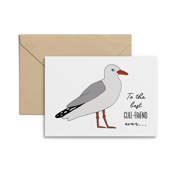 Seagull Valentines Day Card, Bird Greeting Card, for girlfriend, Pun ...