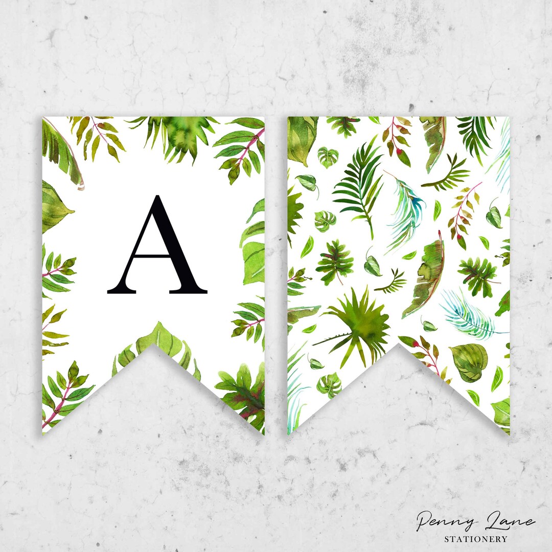 EDITABLE PDF, Tropical Baby Shower Decorations, Bunting Banner, Flag ...