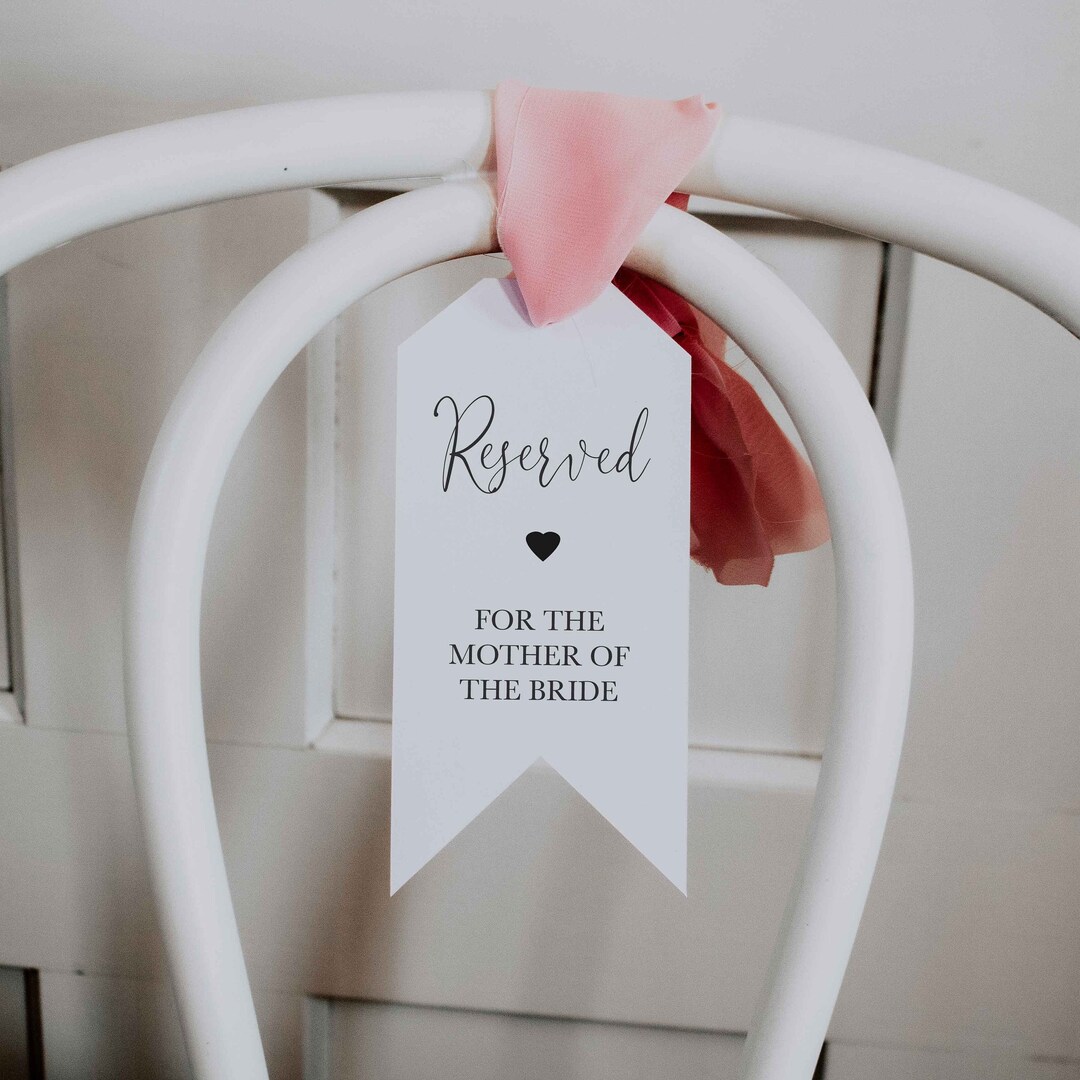 EDITABLE PDF, Wedding Reserved Chair Tag, Sign, Card, Seating, Editable ...