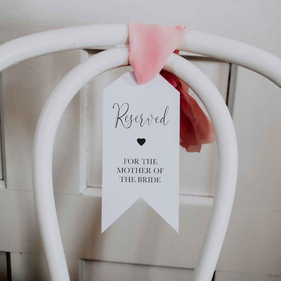 EDITABLE PDF, Wedding Reserved Chair Tag, Sign, Card, Seating, Editable ...