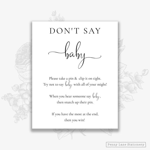 Dont Say Baby Sign Printable DIY Don't Say Baby Clothespin Baby Shower