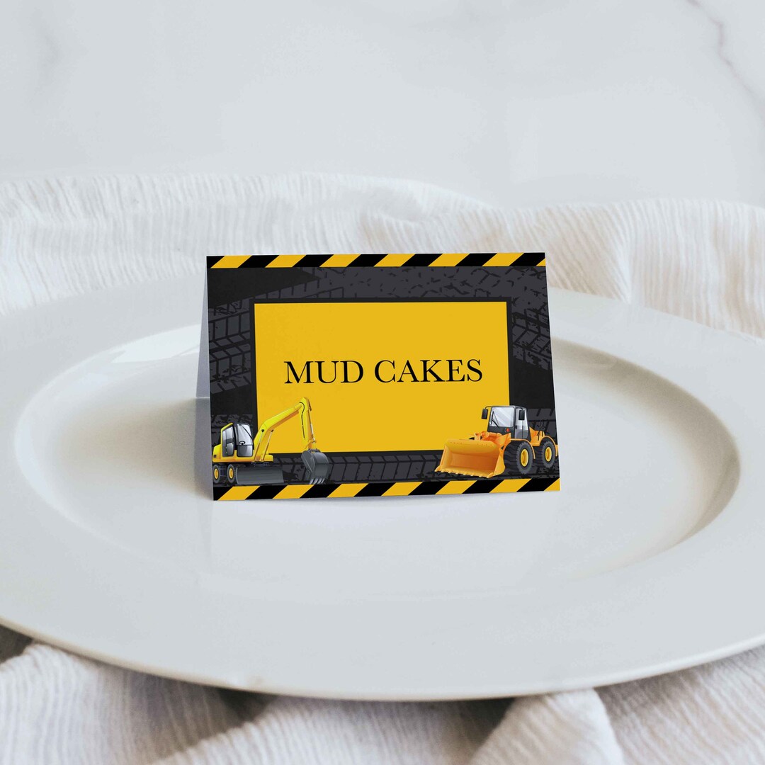 EDITABLE PDF, Digger Food Tent, Place Cards, Dump Truck, Party ...
