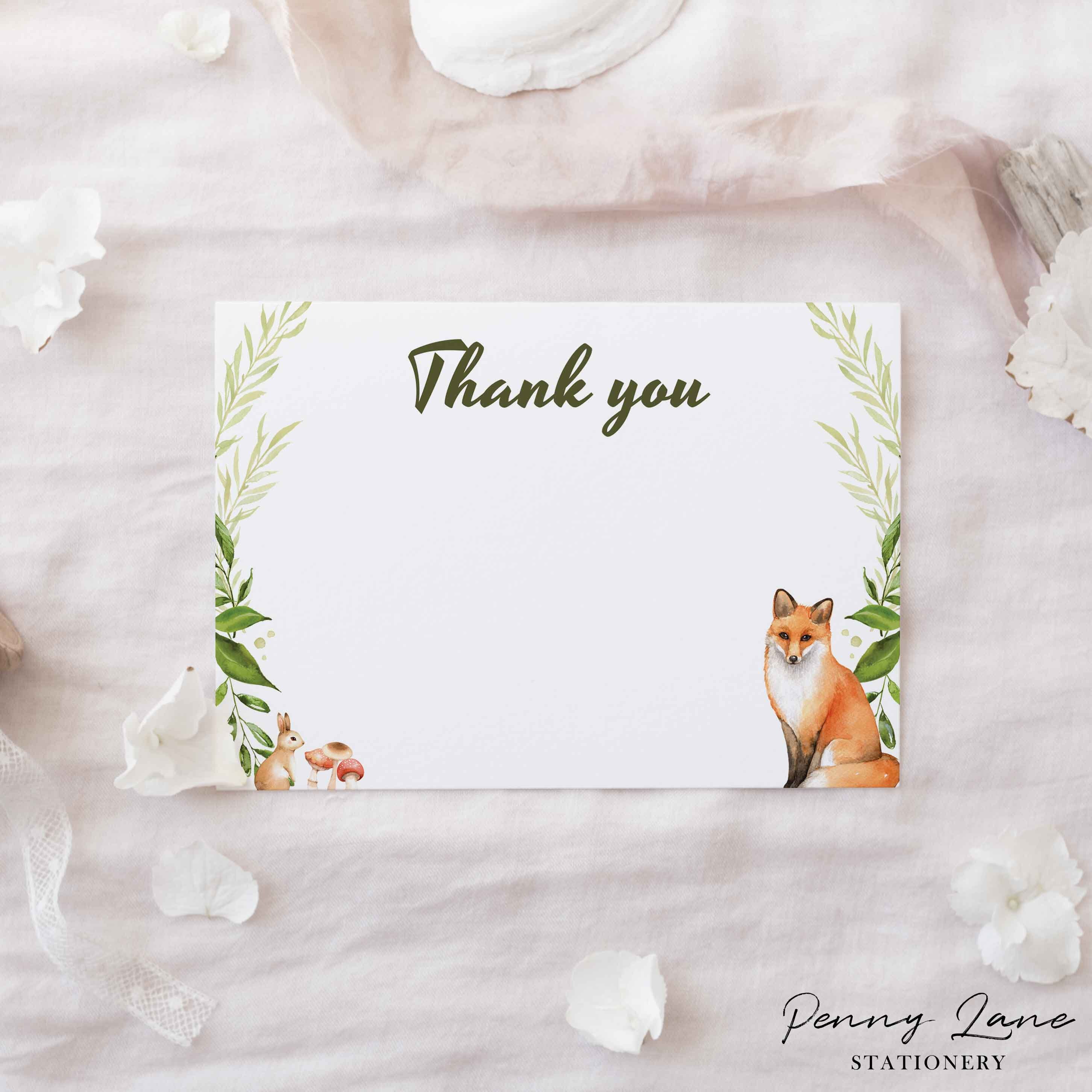 Woodland Thank you Card Forest Animals Thank you Card | Etsy